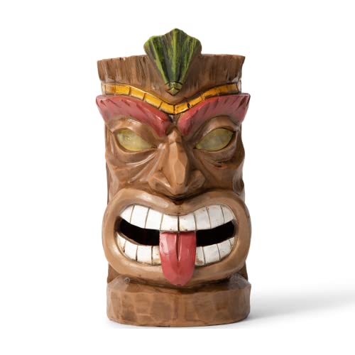 VP Home Tiki Head Solar Light for Home Decor and Outdoor Decor Cocktail Tiki Solar Powered Flickering LED Solar Garden Decor Tiki Outdoor Bar Decorations