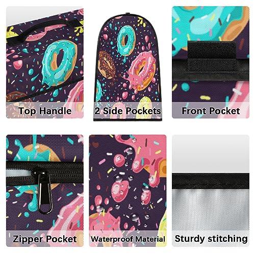 DXTKWL Pink Donut Chocolate Theme Coffee Maker Cover Dust protection,Cute Coffee Machine Cover with Pockets and Top Handle, Easy Clean 14.6 * 11.2 * 17inch