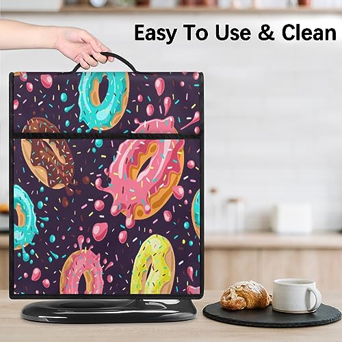 DXTKWL Pink Donut Chocolate Theme Coffee Maker Cover Dust protection,Cute Coffee Machine Cover with Pockets and Top Handle, Easy Clean 14.6 * 11.2 * 17inch
