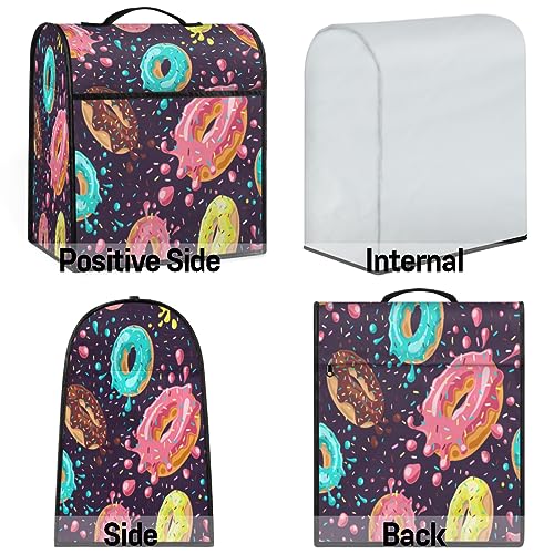 DXTKWL Pink Donut Chocolate Theme Coffee Maker Cover Dust protection,Cute Coffee Machine Cover with Pockets and Top Handle, Easy Clean 14.6 * 11.2 * 17inch