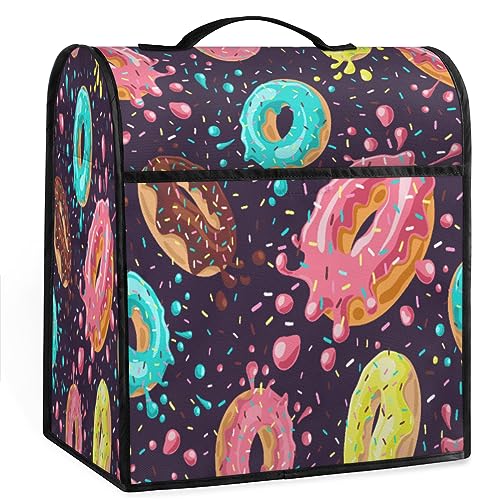 DXTKWL Pink Donut Chocolate Theme Coffee Maker Cover Dust protection,Cute Coffee Machine Cover with Pockets and Top Handleļ¼ Easy Clean 14.6 * 11.2 * 17inch