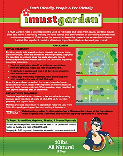 I Must Garden Mole & Vole Repellent: Professional Strength β Twice The Coverage β All Natural Ingredients - Pleasant Scent - 10lb