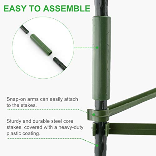 GROWNEER 3 Packs Plant Cages Assembled Tomato Garden Cages Stakes Vegetable Trellis, with 3Pcs 10 Gallon Grow Bags, 9Pcs Clips and 328Ft Twist Tie, for Vertical Climbing Plants