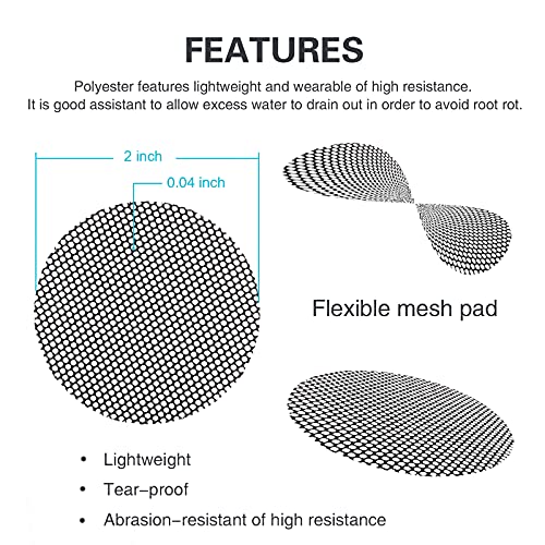 shemist 100PCS Pot Hole Mesh Pad, Bonsai Pot Bottom Grid Mat Mesh, Plant Drainage Screens Gasket, Round Drainage Mesh Hole Screens Keep Soil from Flowing Away, 2 Inch