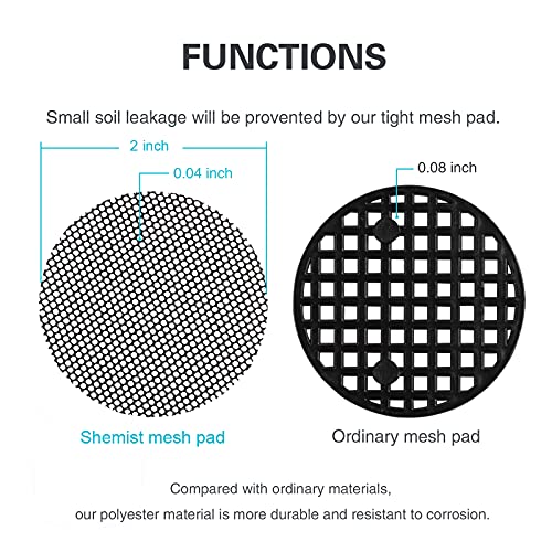 shemist 100PCS Pot Hole Mesh Pad, Bonsai Pot Bottom Grid Mat Mesh, Plant Drainage Screens Gasket, Round Drainage Mesh Hole Screens Keep Soil from Flowing Away, 2 Inch