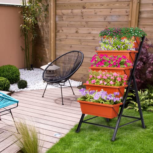 KIDINIX Vertical Raised Garden Bed 4Ft with 5 Tier Plant Boxes, Vertical Garden planters Indoor Outdoor, Elevated Freestanding Stand for Vegetables Flower Herb Patio