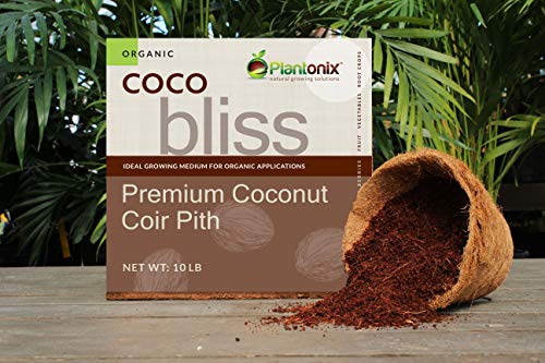 Organic Coco Coir by Coco Bliss - Compressed Coco Coir Brick with Low EC and pH Balance - High Expansion Coco Fiber for Flowers, Herbs, and Planting - Renewable Coconut Soil (10lb Block)