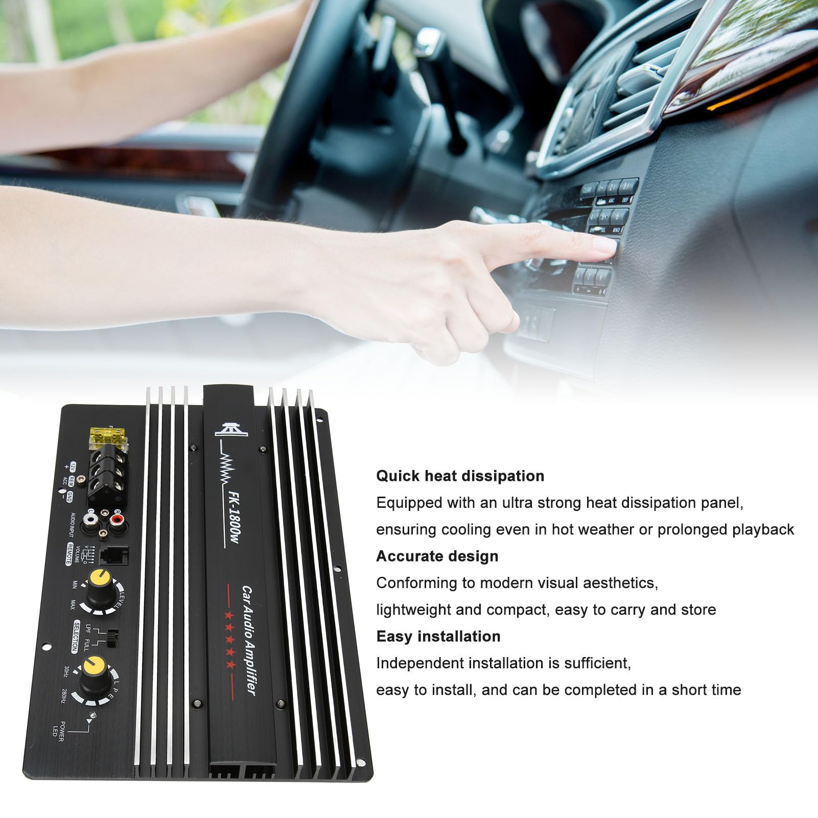 Car Audio High Power Amplifier Board, 12V 1800W Powerful Bass Sub woofer Board Amp for Car Speaker Modification, DIY Module Automotive Stereo Amp Board