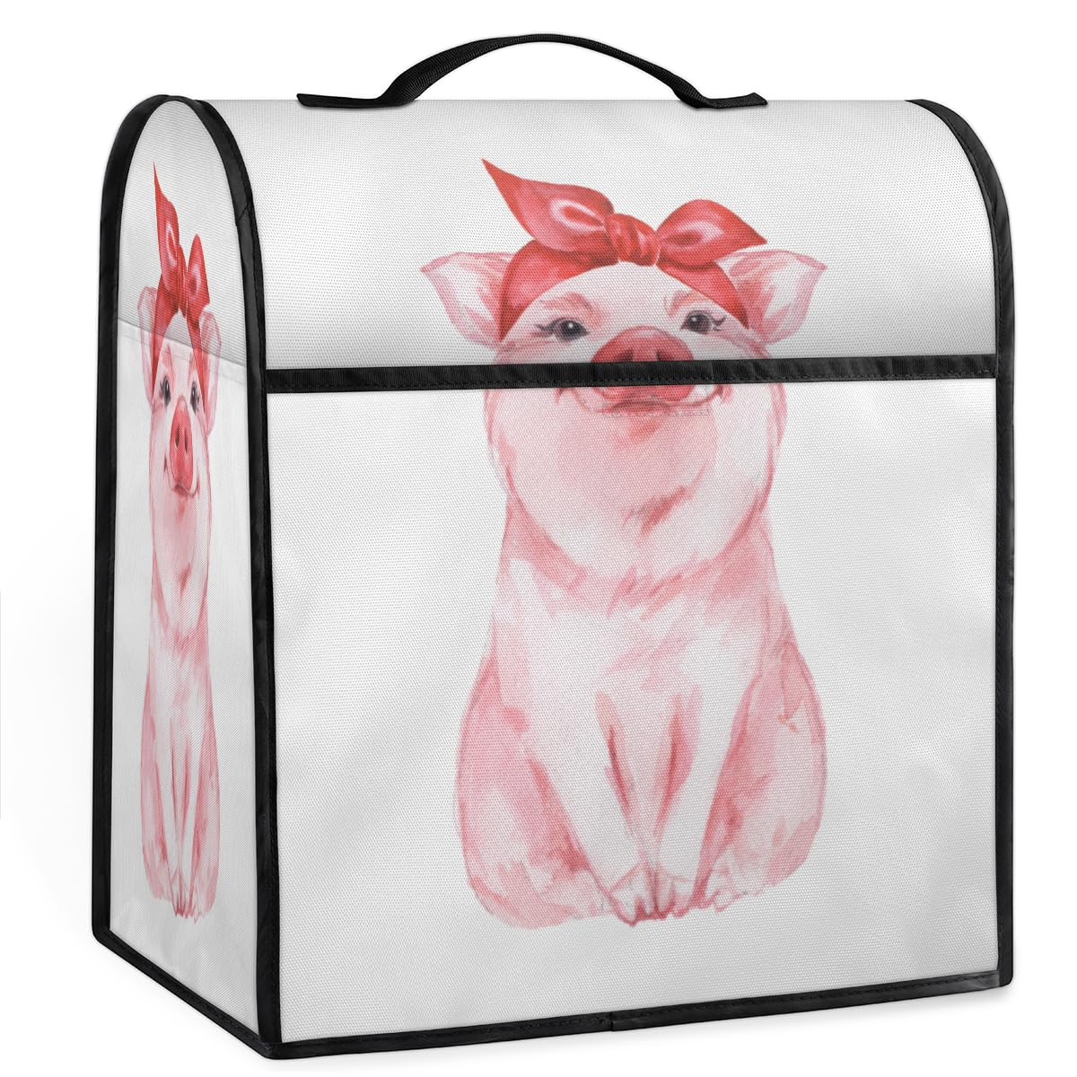DXTKWL Cute Animal Pig Pink Coffee Maker Cover Dust protection, Coffee Machine Cover with Pockets and Top Handle, Easy Clean 14.6 * 11.2 * 17inch