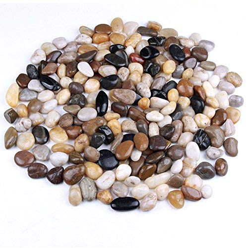 skullis 5 Pounds River Rocks, Pebbles, Garden Outdoor Decorative Stones, Natural Polished Mixed Color Stones