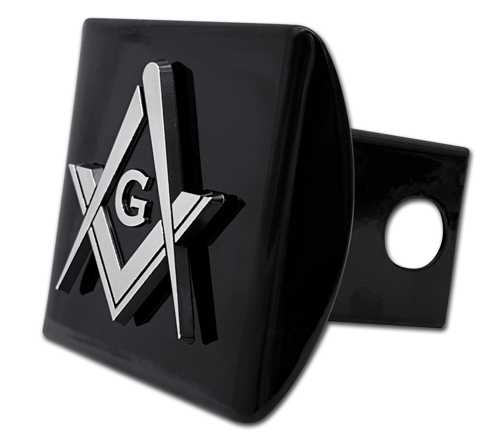 Masonic Square and Compasses Black All Metal Hitch Cover