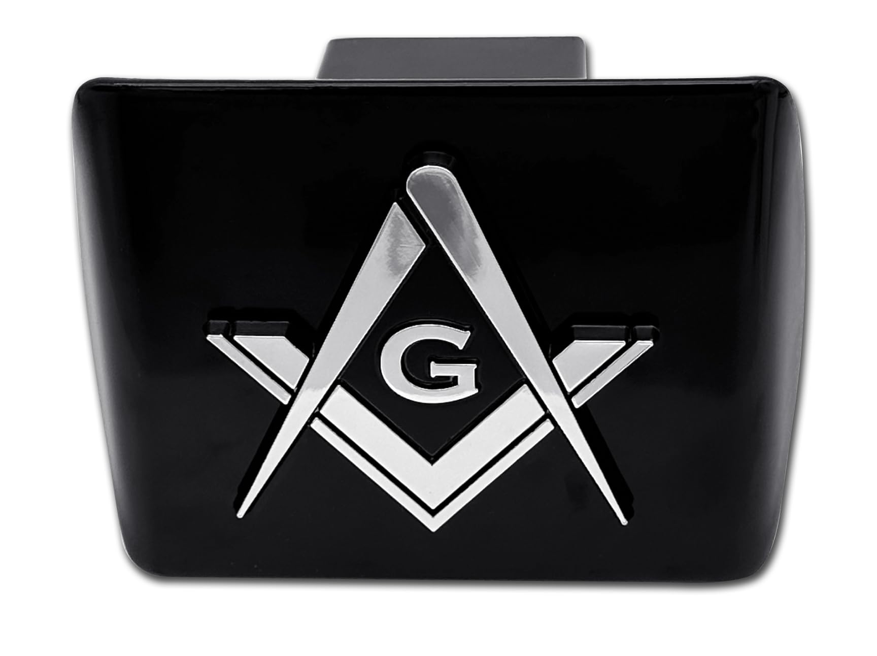 Masonic Square and Compasses Black All Metal Hitch Cover