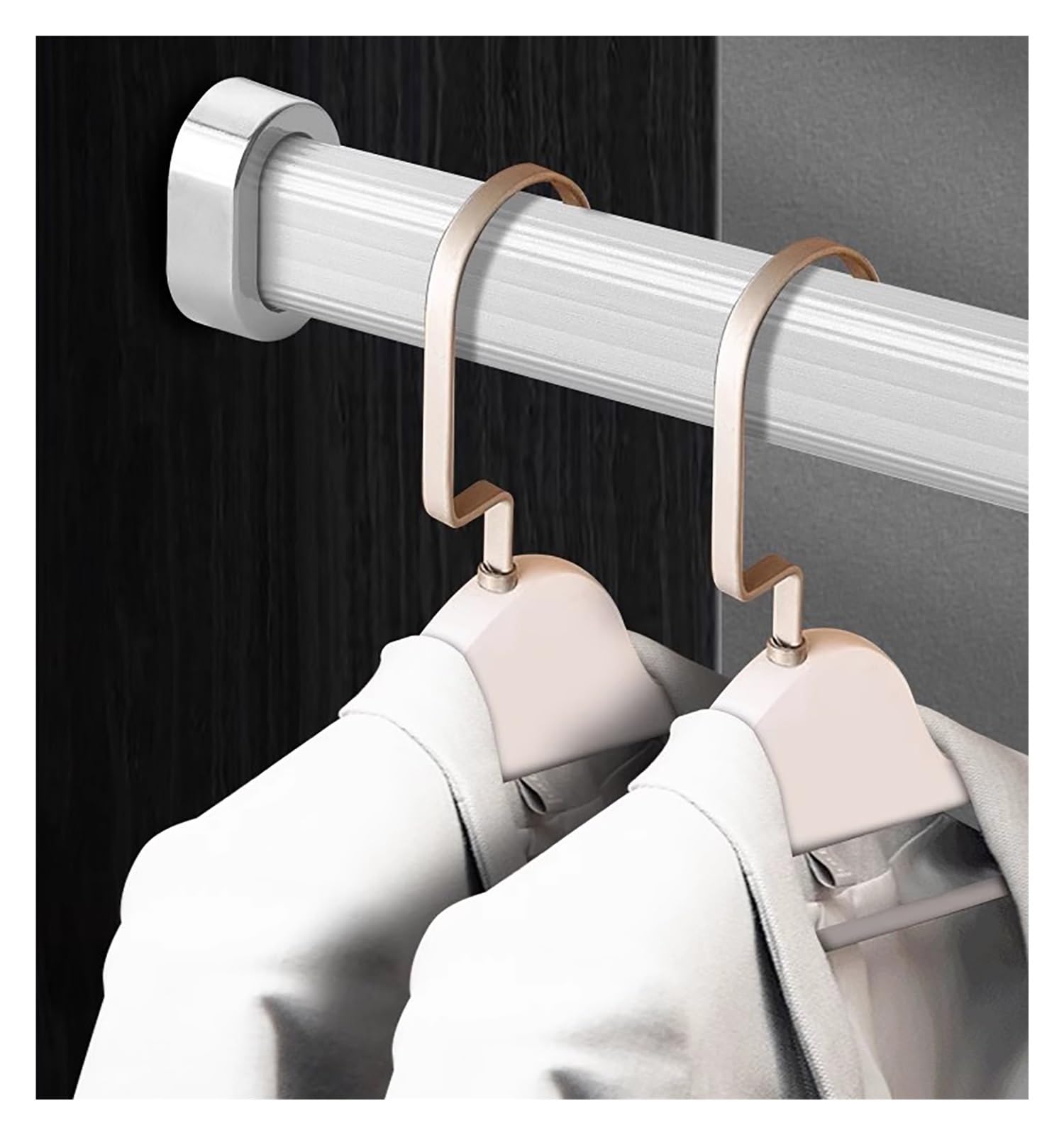 Wall Mounted Aluminum Closet Bar for Hanging Clothes 24 28 30 34 36 38 40 46 50 Inch Long, Detachable Clothes Hanging Rod Pole Wardrobe Storage Clothing Organizer Rack System Kit (Color : Silver, Si