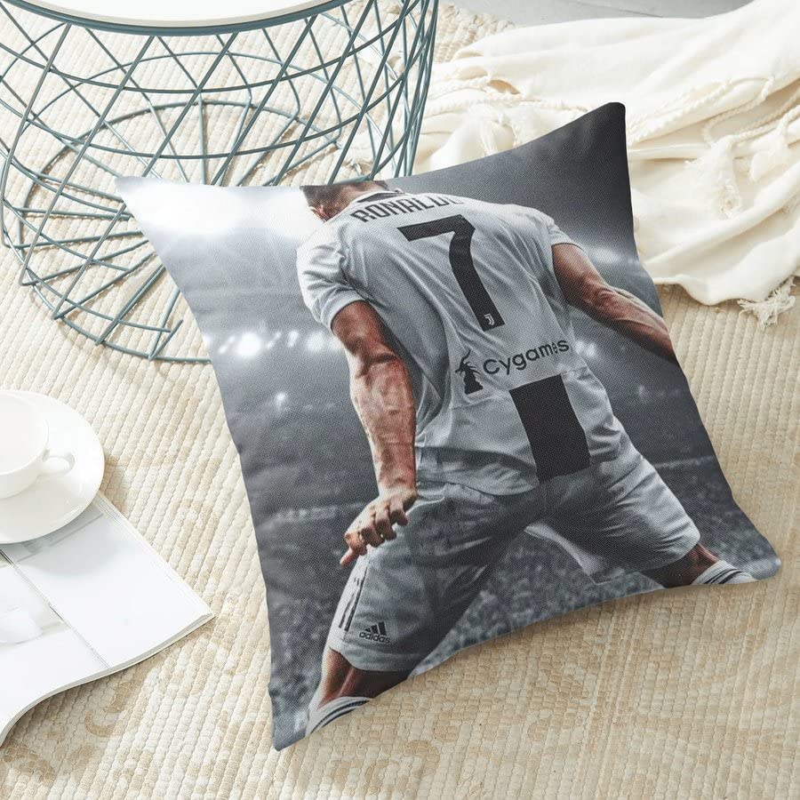 Football Stars Cristiano-Ronaldo-CR7-Throw covers 18x18 inches, Cristiano-Ronaldo-CR7-Pillow Cushion Cases, Modern Decorative Square Pillowcases for Sofa Couch Bedroom Living Room Car (Pack of 1)