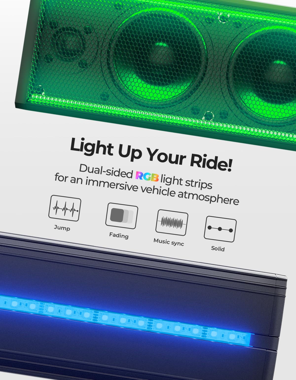 KEMIMOTO 6-Speaker Metal UTV Sound Bar Waterproof Bluetooth Music Sync Multicolor Lights 25-inch SxS Speakers Wireless Control Soundbar for UTV Golf Cart w/ 1.25 in - 2 in Roll Bar