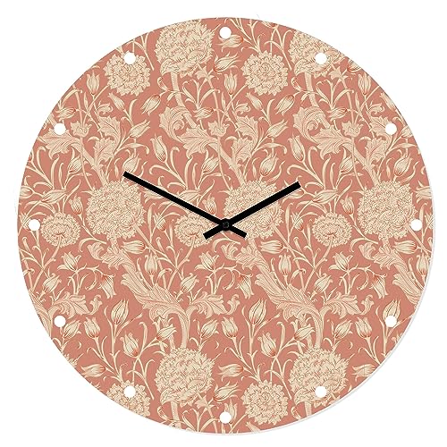 Soul Decor Vintage Pink Floral Wall Clock, Silent Non-Ticking, Girl/Boy Room Unisex Clock for Children Bedroom Decor, Made in The USA 14 Inch Round