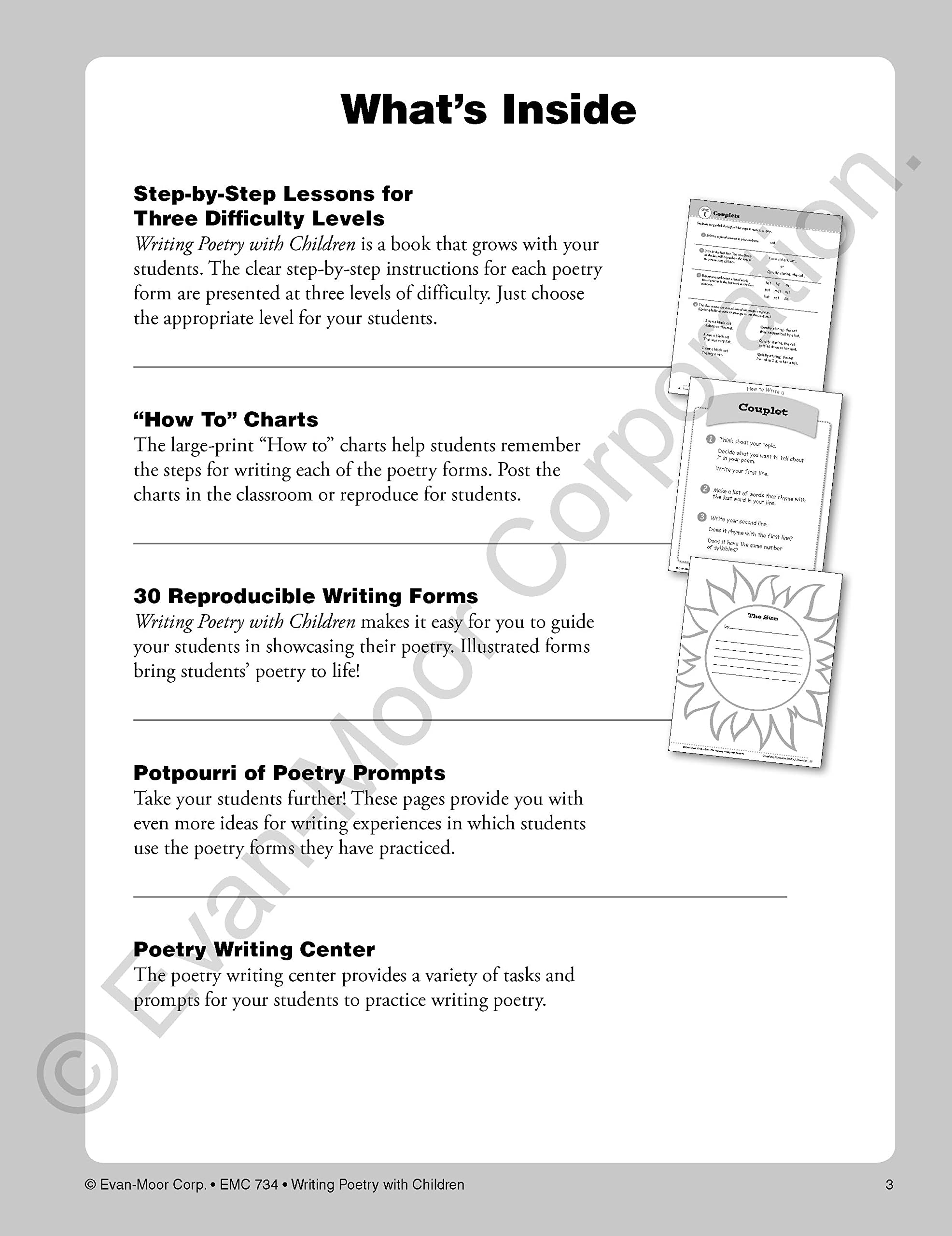 Evan-Moor Writing Poetry with Children, Grade 1-6 Activity Book - Supplemental Teaching Resource Workbook Inspires Poets (Writing Skills Essentials)