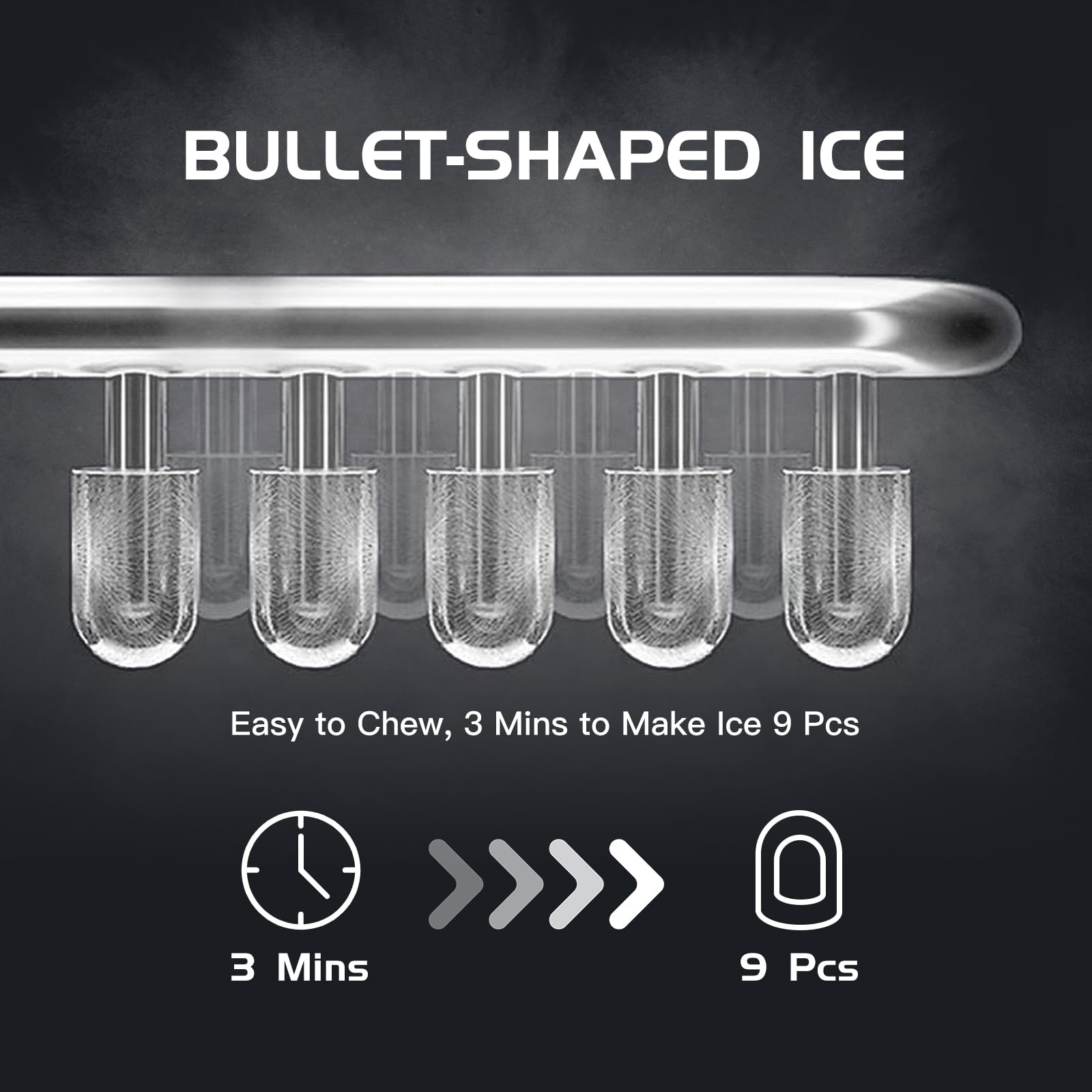 Portable Ice Maker Countertop with Self-Cleaning, 45lbs/24H, Bullet Ice Fast Making in 3.5 Mins, Compact Ice Machine with Ice Scoop/Basket, Perfect for Home Kitchen Party Camping Bar Office Outdoor RV