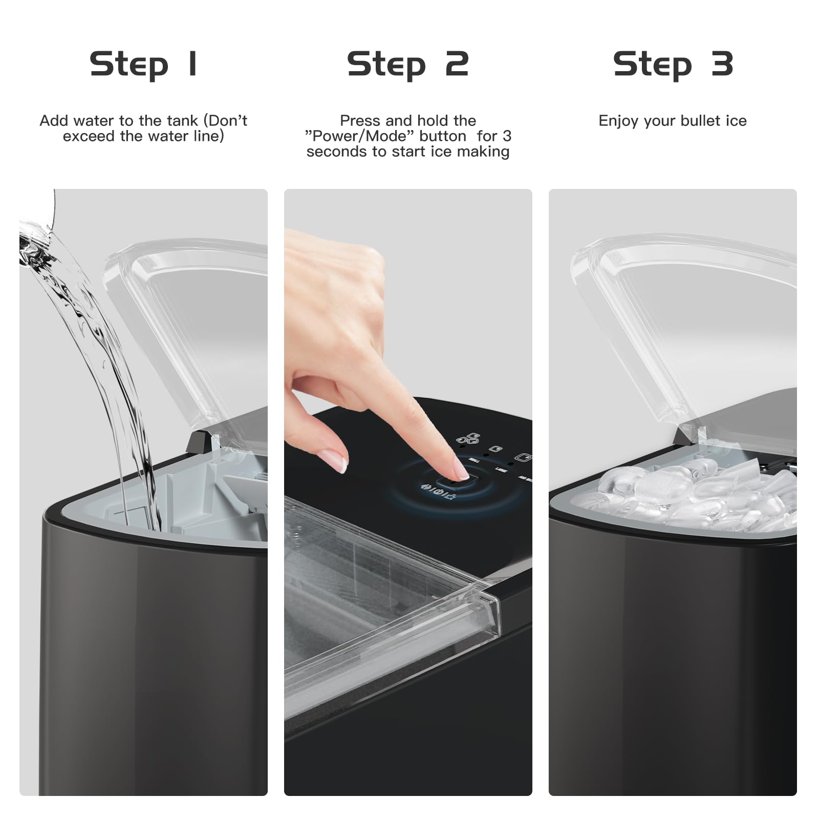 Portable Ice Maker Countertop with Self-Cleaning, 45lbs/24H, Bullet Ice Fast Making in 3.5 Mins, Compact Ice Machine with Ice Scoop/Basket, Perfect for Home Kitchen Party Camping Bar Office Outdoor RV