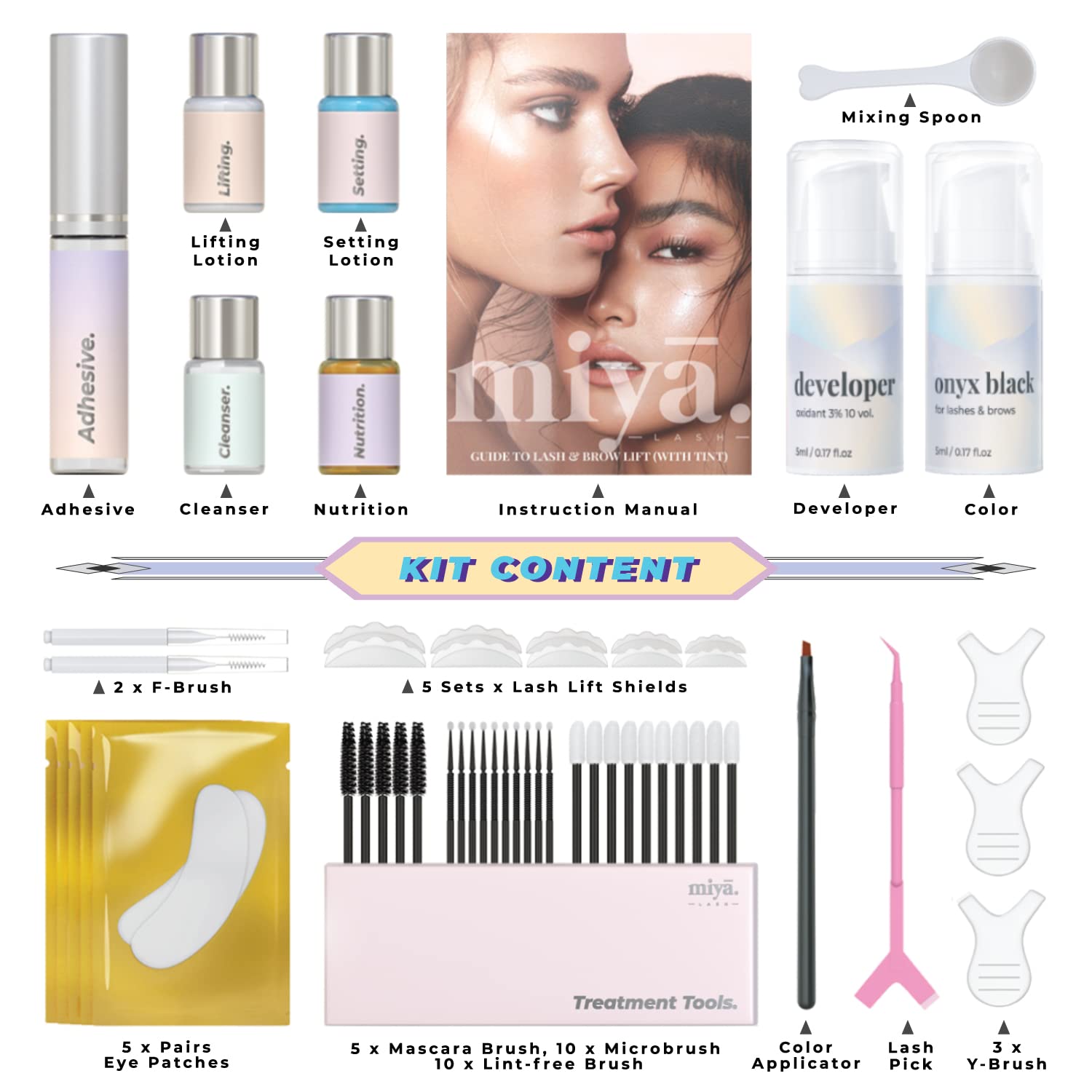 MIYA LASH Ultimate Lash & Brow Lamination Kit & Eyelash Growth Serum Bundle