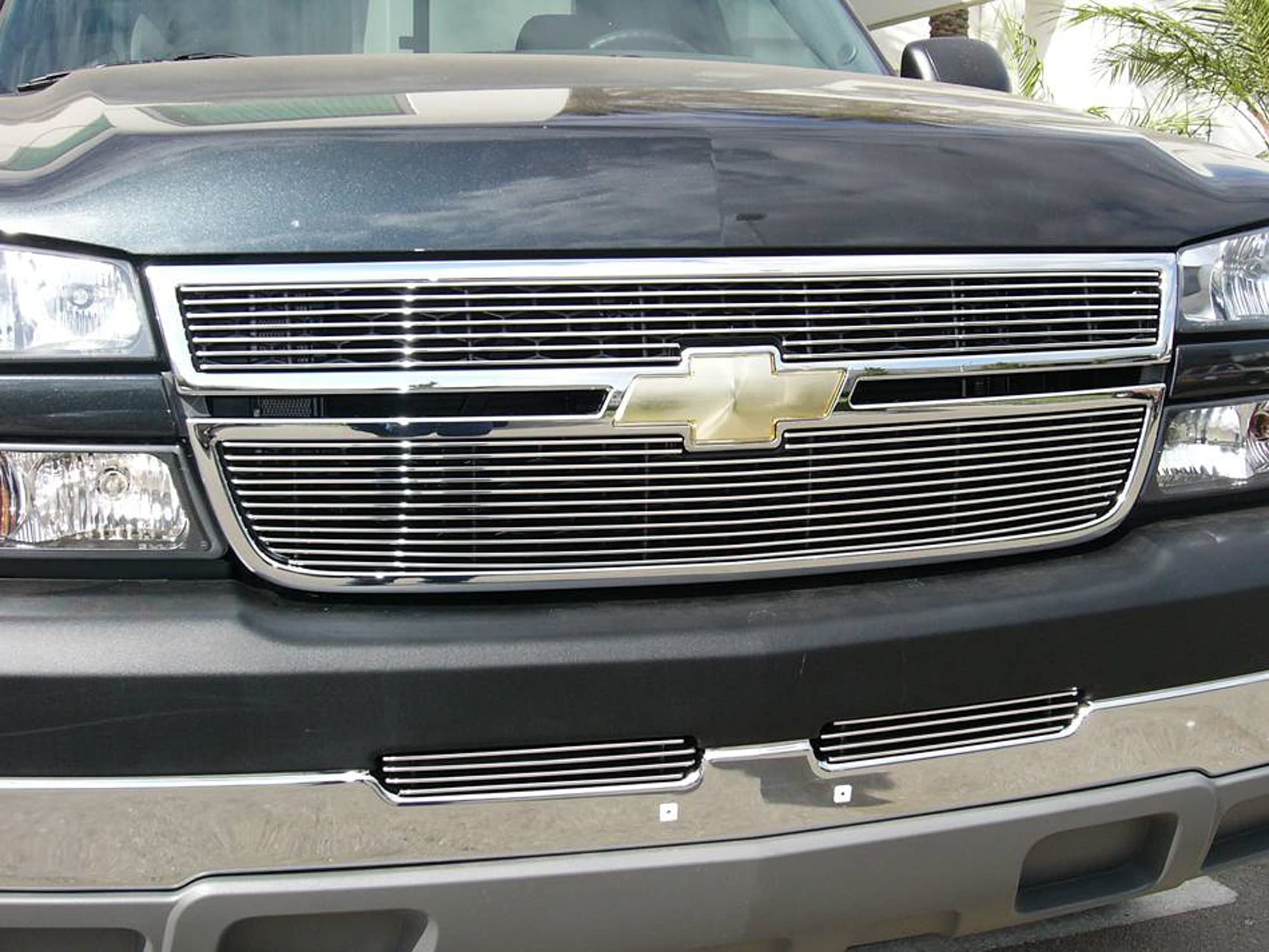 Compatible with Chevrolet Silverado (2006-2007) Billet Grille, Polished, 2 Pc, Overlay - PN #21106