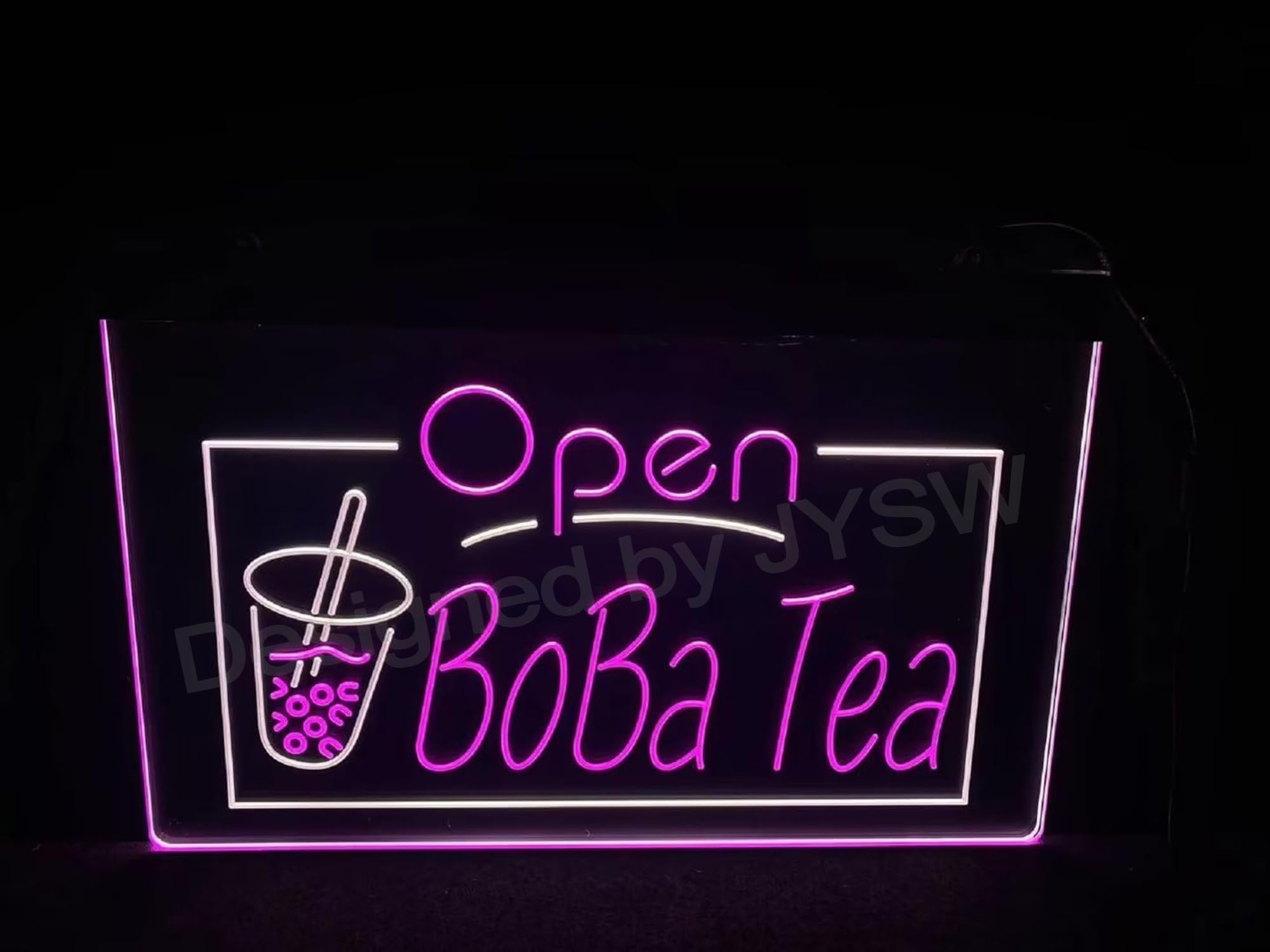 JYSW Bar Neon Light Sign Bobas Tea. Open. Bubbles Milk Tea Lamp Neon Like Led Signs For Wall Decor