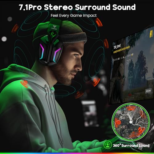 WESEARY 7.1 Wireless Gaming Headset with Microphone for PS4, PS5, PC, Switch, Mac, 2.4GHz Bluetooth Gaming Headphones with Crystal-Clear Mic, 50Hr Battery, Cool RGB