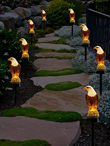 CHUANGFENG Eagle Figurine Garden Solar Stake Light Solar Eagle Lights Outdoor Decorative Bright Light Eagle Statue for Garden, Lawn,Patio,Yard Decoration (2pack