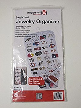 Household Essentials 01943 Hanging Jewelry Organizer - 80-Pockets for Necklaces, Bracelets, and Accessories - White Vinyl