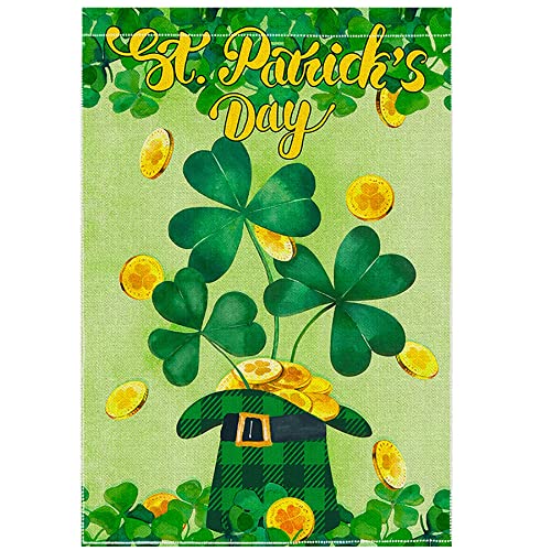 St Patricks Day Garden Flag, St Patricks Day Decorations, 28*40 inch St Patricks Day Flag with a Beautiful Shamrock Clover Pattern, Used to Decorate the Porch Courtyard Inside and Outside the House