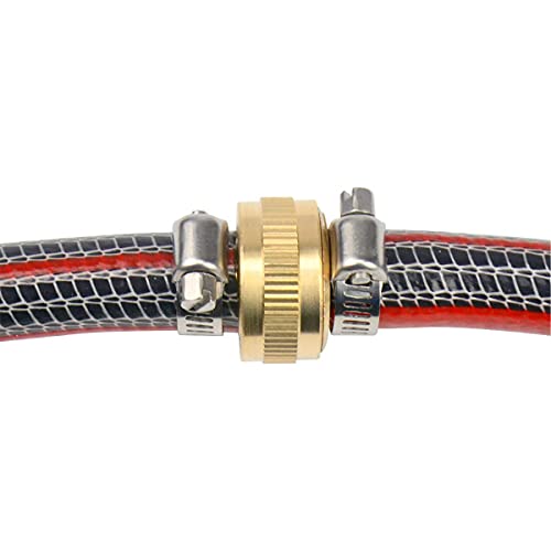 3Sets Brass 1/2" Garden Heavy Duty Hose Mender Repair End Replacement Male Female Connector with Stainless Clamp