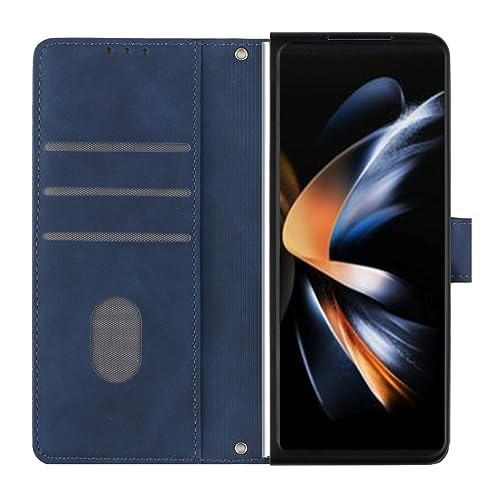 LEMAXELERS Wallet Case for Samsung Z Fold 5, Galaxy Z Fold 5 with Magnetic PU Leather Flip Case with Card Holders Kickstand Case Shockproof Protection Case for Samsung Galaxy Z Fold 5 5G Blue YB2