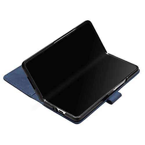 LEMAXELERS Wallet Case for Samsung Z Fold 5, Galaxy Z Fold 5 with Magnetic PU Leather Flip Case with Card Holders Kickstand Case Shockproof Protection Case for Samsung Galaxy Z Fold 5 5G Blue YB2