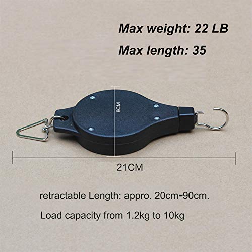 WXTOOLS 4 Pack Retractable Plant Pulley, Adjustable Hanging Flower Basket Hooks Plant Pulleys for Hanging Plants, Plant Hanger for Garden Baskets Pots and Birds Feeder (Black)