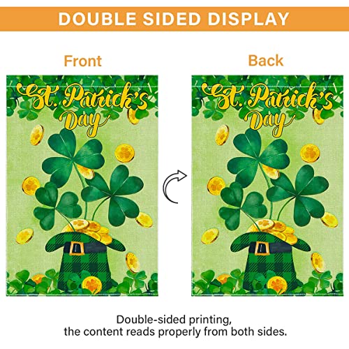 St Patricks Day Garden Flag, St Patricks Day Decorations, 28*40 inch St Patricks Day Flag with a Beautiful Shamrock Clover Pattern, Used to Decorate the Porch Courtyard Inside and Outside the House