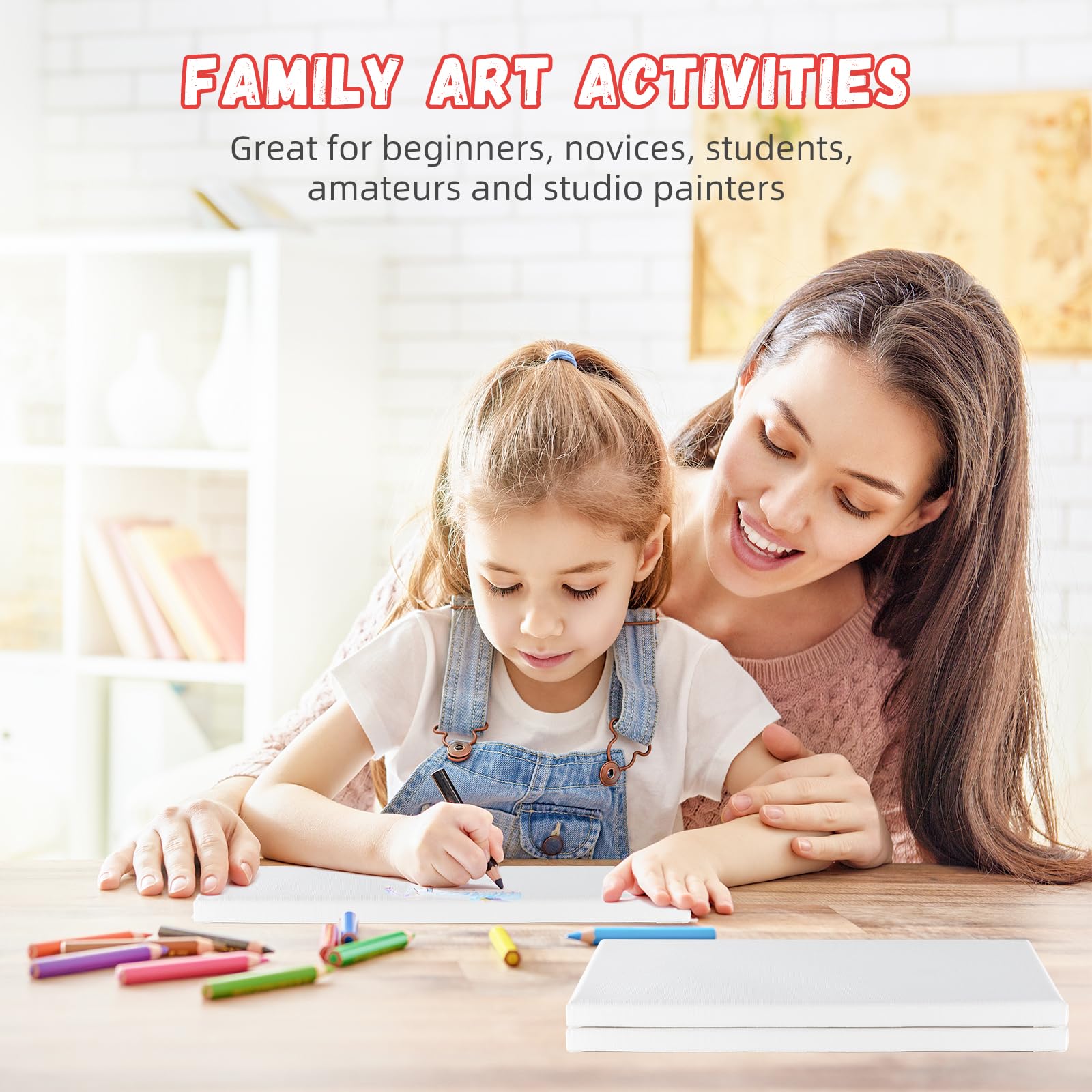 Simetufy 15 Sets Stretched Canvas for Painting, Multi Pack 4"x4", 5"x7", 8"x10", 9"x12", 11"x14", Pre-Primed Canvases Wood Framed Canvas Boards for Oil Acrylic Paint, Acid-Free for Kids &Artists