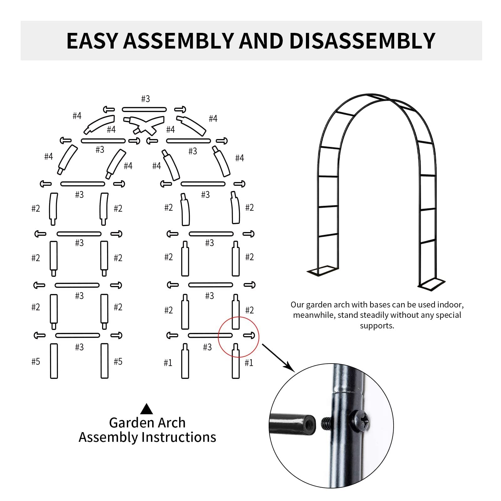 Wedding Arches for Ceremony Wedding Arch 6.6ft Circle Backdrop Stand Round Backdrop Stand Balloon Arch Stand Circle Balloon Arch Frame Round Balloon Arch Frame for Party Decoration (Garden Arch)