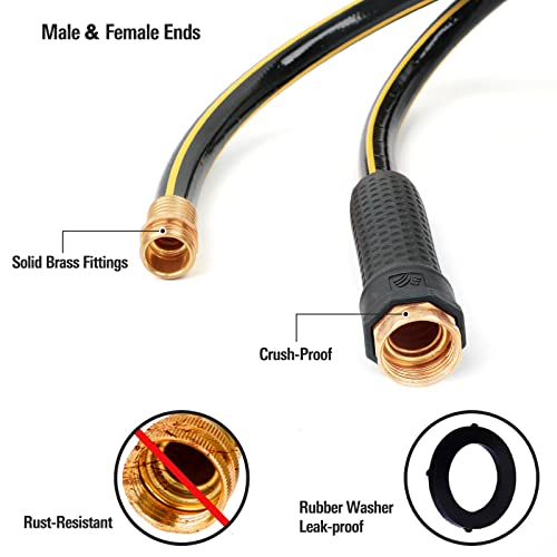 Solution4Patio Garden Short Hose 3/4 in. x 7 ft. Hose Reel Lead in Hose, Male/Female Solid Brass Fittings, No Leaking, Short Connector Hose for Water Softener, Dehumidifier, Camp RV, Janitor Sink Hose