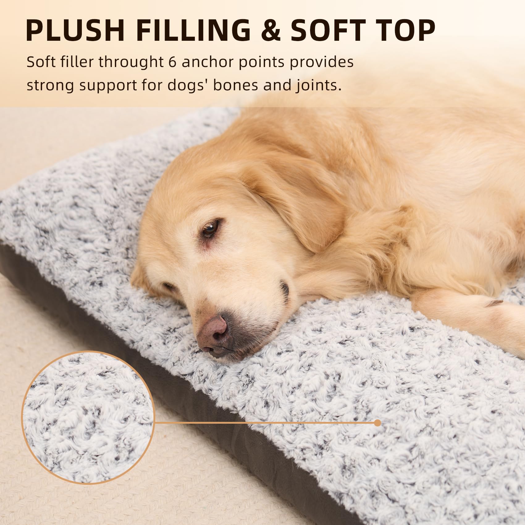 IHINIRE Washable Dog Crate Bed Deluxe Plush Dog Beds Reversible All-Seasons Bed Pet Sleeping Mattress for Large, Medium Dogs