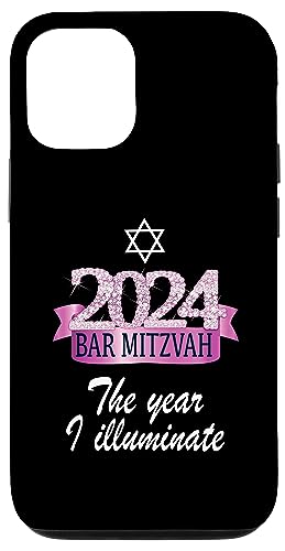 iPhone 14 2024 Bar Mitzvah Quote Festive Black Pink Decor Case