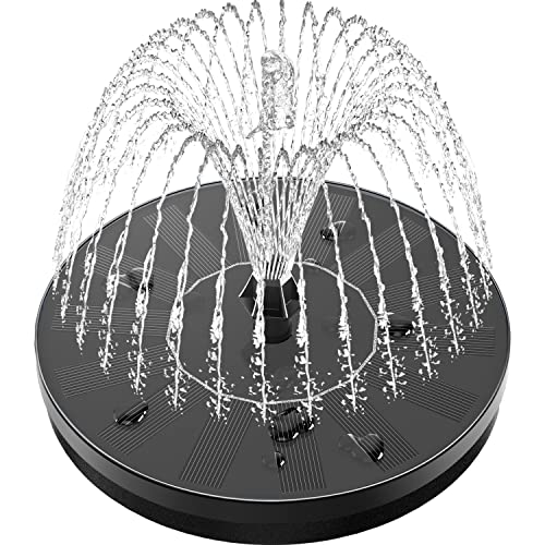 GAIZERL Solar Fountain Bird Bath Fountains Pump Upgraded 100% Glass Panel, Solar Powered Water Fountain with 8 Nozzles & 4 Fixers for Garden, Pond, Pool, Patio, Fish Tank, Outdoor - No Battery Needed