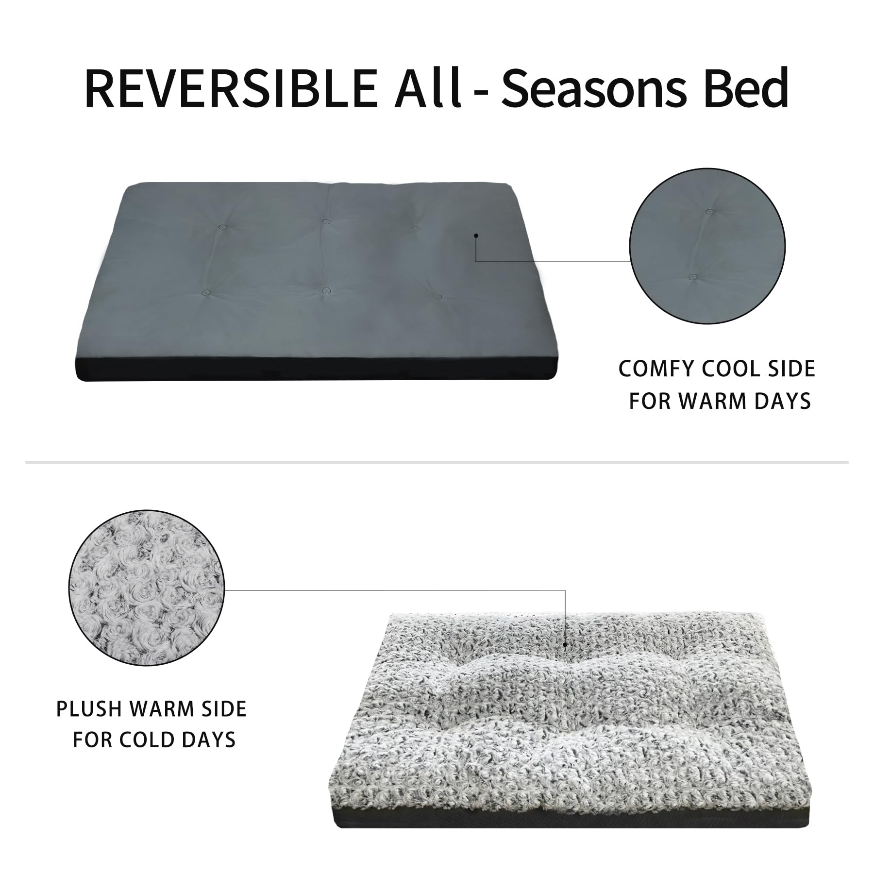 IHINIRE Washable Dog Crate Bed Deluxe Plush Dog Beds Reversible All-Seasons Bed Pet Sleeping Mattress for Large, Medium Dogs