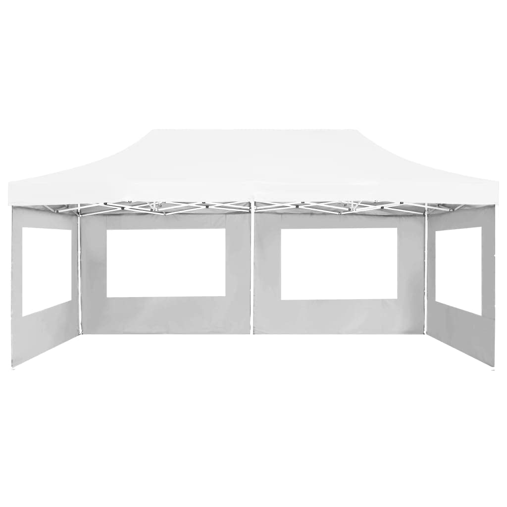 Professional Folding Party Tent with Walls Aluminum,Fruit Stand Gazebo,Deck Gazebo,Camping Gazebo,Hardtop Gazebo,Featuring a Folding Design,for Barbeque, Patio,Garden Party,Markets,19.7'x9.8' White