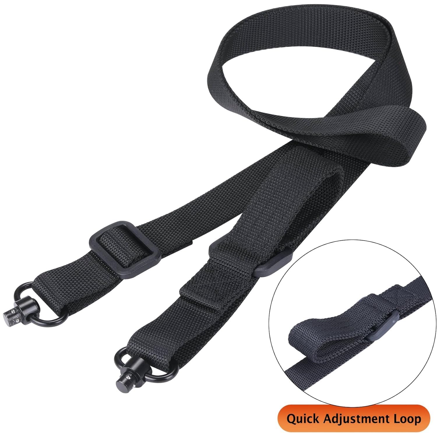 Two Point and Traditional Sling 2 Point Sling Quick Adjust with QD Sling Swivel for Hunting Black (with one qd Mount)