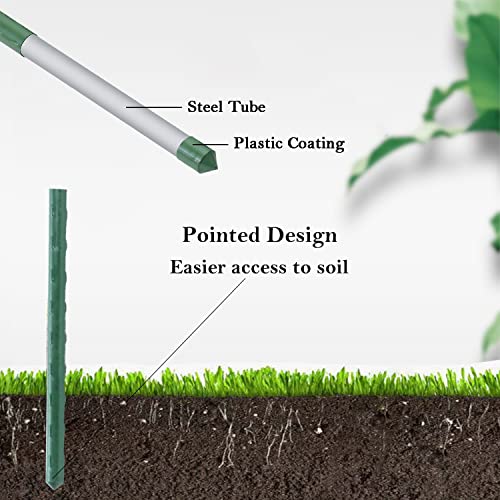 Garden Stakes,Connectable Plant Support Stakes,BOVITRO 40Pcs Steel Plant Stakes with 20 Connectors[16 Inches Each-Adjust Length Freely]