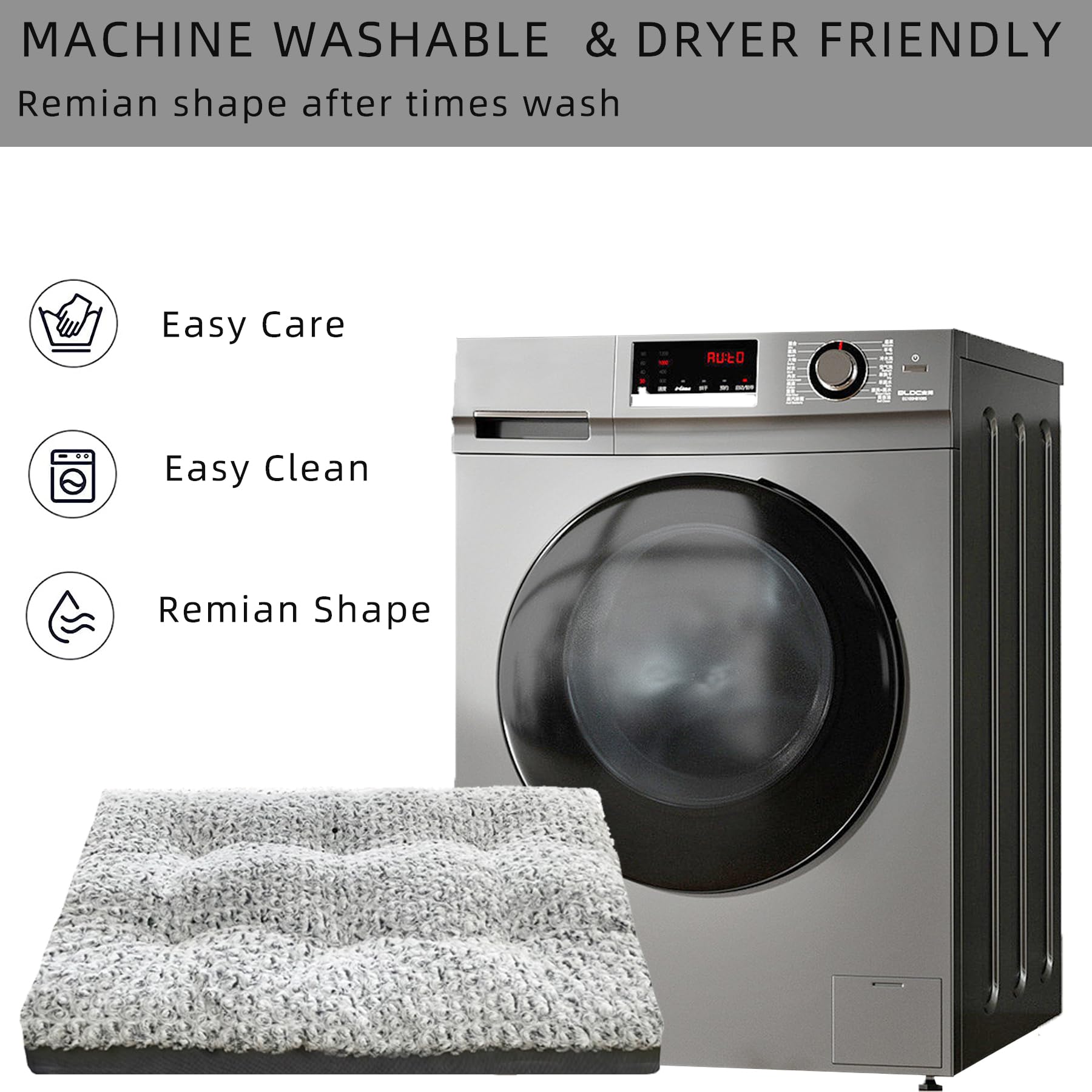 IHINIRE Washable Dog Crate Bed Deluxe Plush Dog Beds Reversible All-Seasons Bed Pet Sleeping Mattress for Large, Medium Dogs