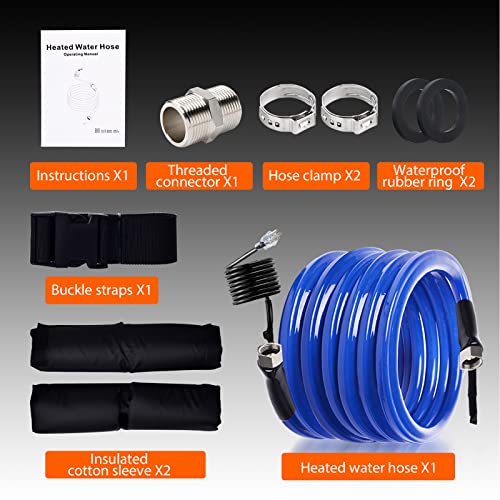 Bipeoo 30FT Heated Water Hose for Rv,-45 ℉ Antifreeze Drinking Garden Water Hose with Energy Saving Thermostat,1/2" Inner Diameter Rv Accessories-Lead and BPA Free,DuctHoses