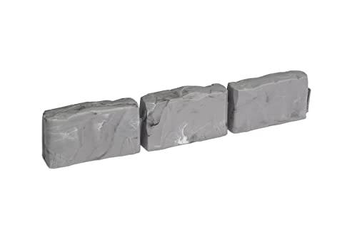 EasyFlex No-Dig Landscape Edging with Anchoring Spikes, 2.7 in Tall Decorative Stone-Look Garden Border, 15 Foot Kit, Slate Gray