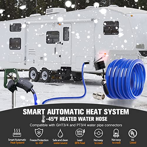 Bipeoo 30FT Heated Water Hose for Rv,-45 ℉ Antifreeze Drinking Garden Water Hose with Energy Saving Thermostat,1/2" Inner Diameter Rv Accessories-Lead and BPA Free,DuctHoses