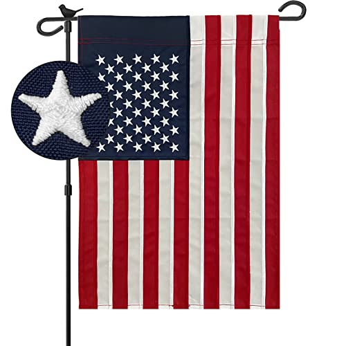 Bradford Embroidered American Garden Flag 12x18 Double Sided, Small American USA Garden Flag for Outdoor Yard Heavy Duty Made in USA